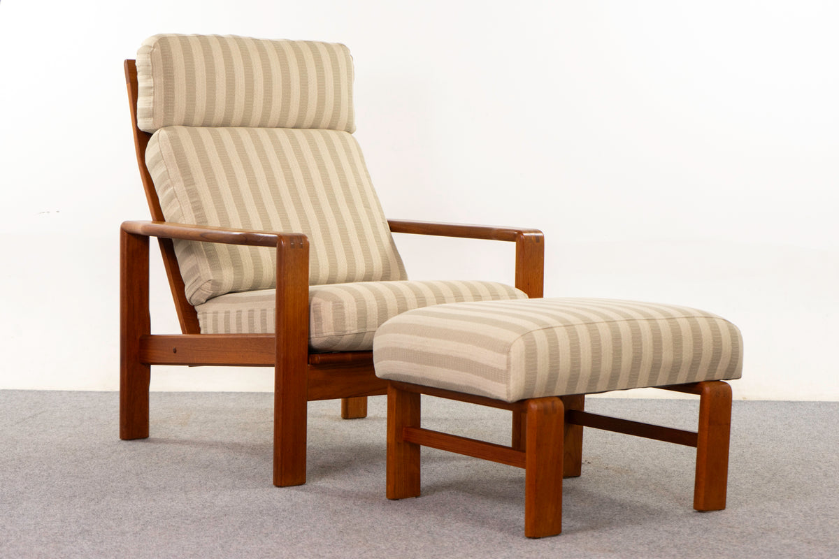 Lounge Chair With Footstool Made With Teak | By Design Modern